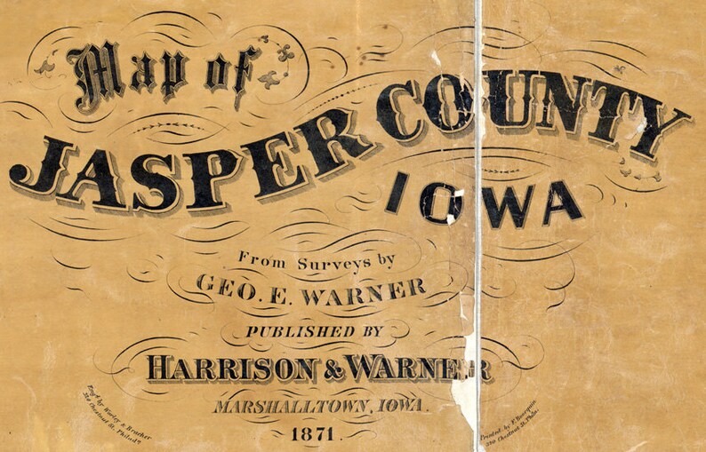 1871 Map of Jasper County Iowa | Etsy