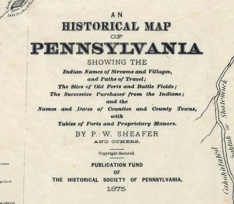 1792 Map of Indian Territory Changes and Names of Pennsylvania - Etsy