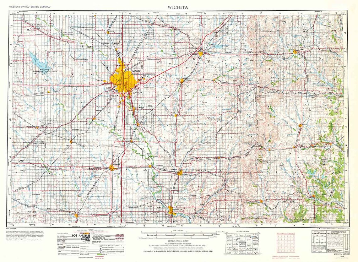 1955 Topo Map of Wichita Kansas El Dorado - Etsy