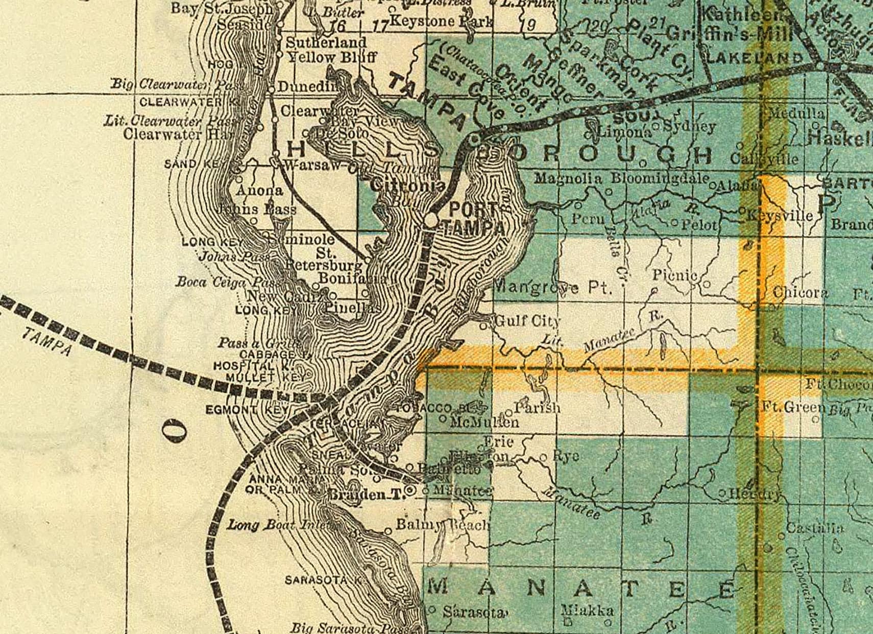 1890 Map of Florida Railroads - Etsy