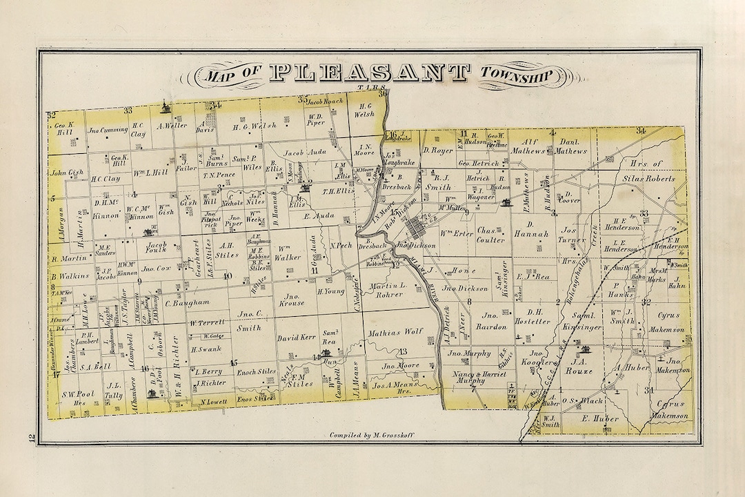 1875 Map of Pleasant Township Logan County Ohio - Etsy