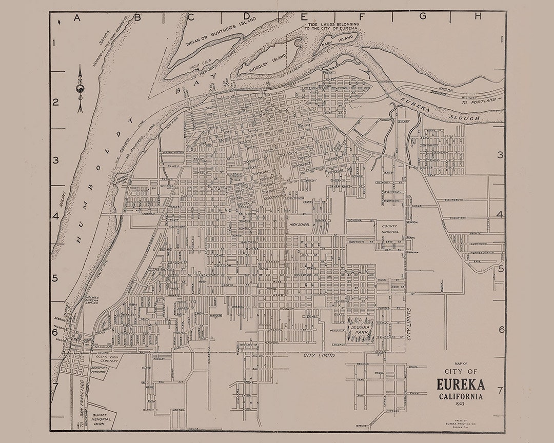 1923 Map of Eureka California - Etsy