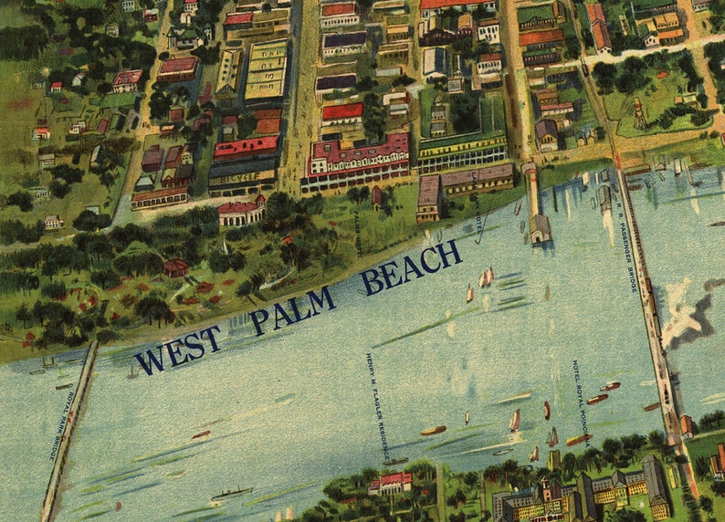1915 Panoramic Map of West Palm Beach Florida - Etsy