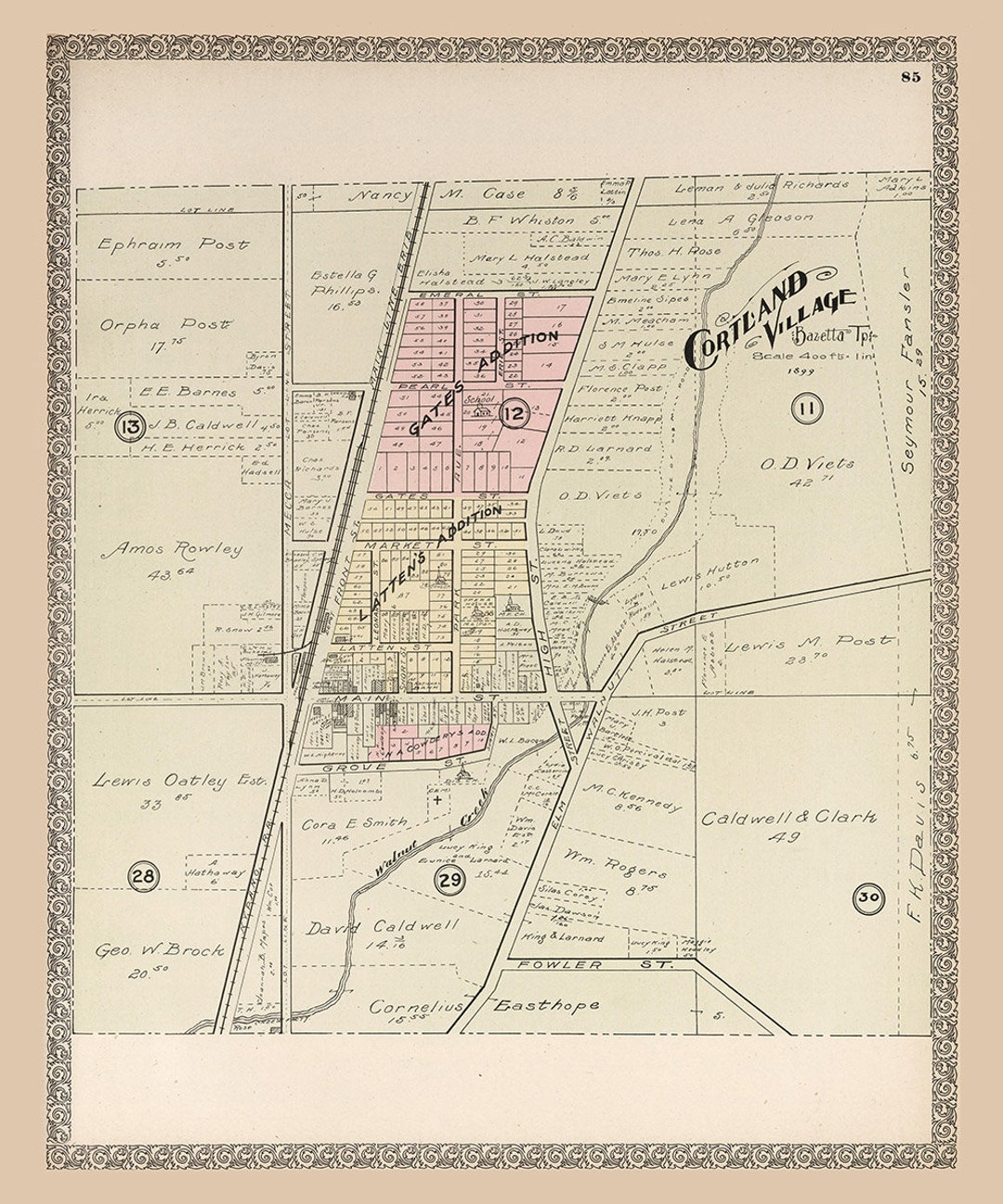 1899 Map of Cortland Village Trumbull County Ohio - Etsy