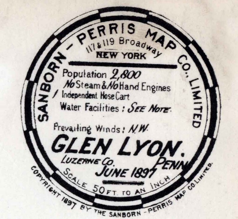 1897 Town Map of Glen Lyon Luzerne County Pennsylvania - Etsy