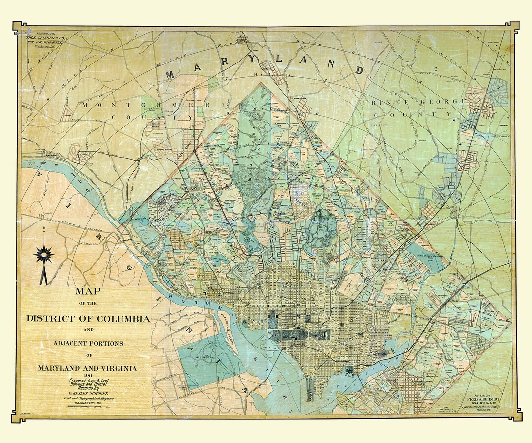 1891 Map of Washington DC - Etsy