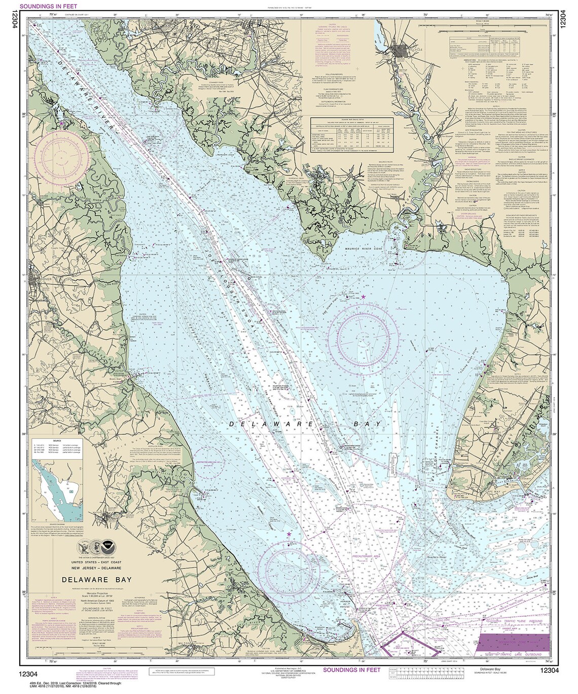 2018 Nautical Chart of the Delaware Bay - Etsy