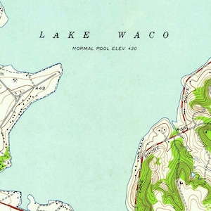 1957 Map of Waco Lake Texas - Etsy