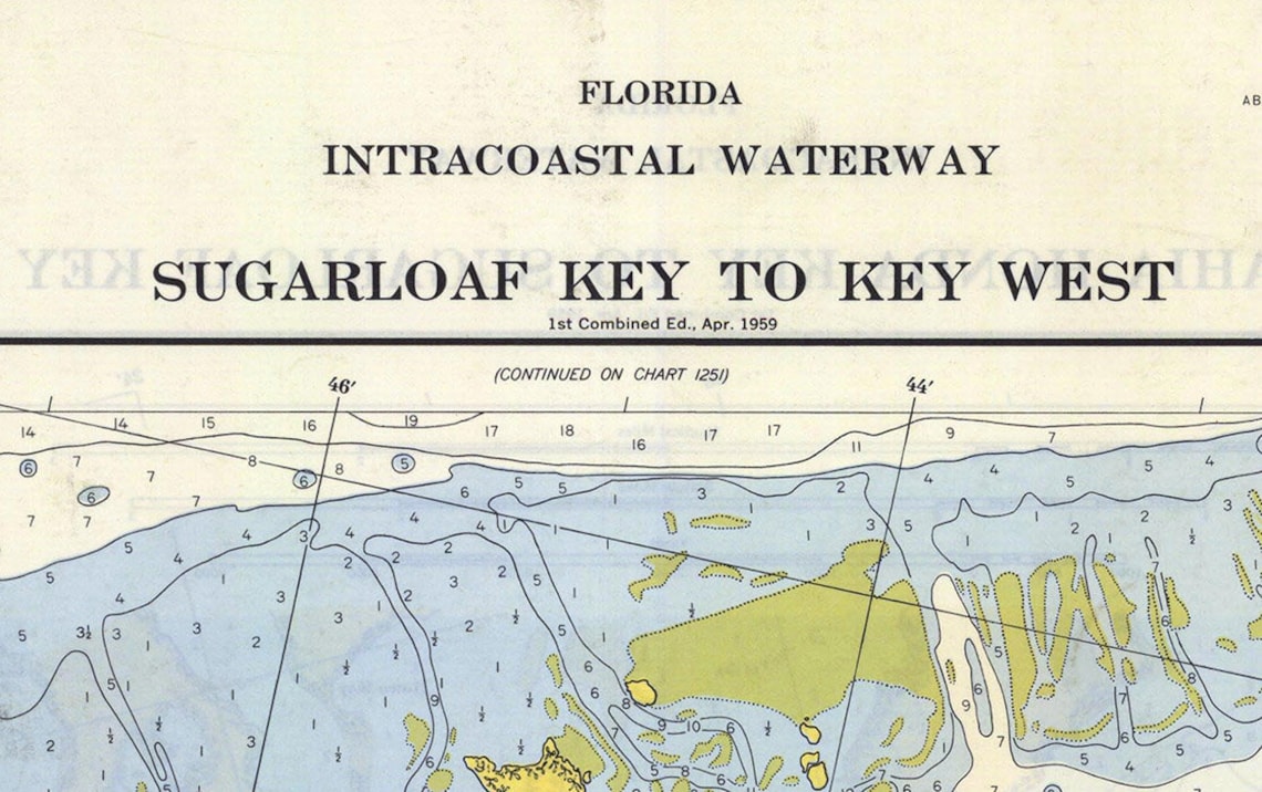 1961 Nautical Map of Sugarloaf Key to Key West Florida | Etsy