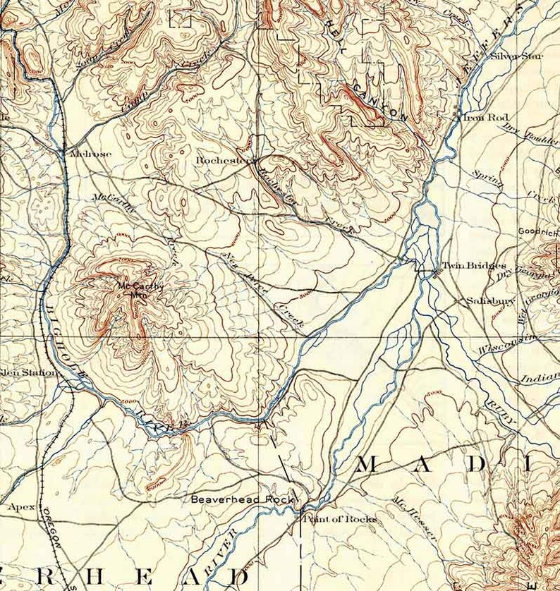 1893 Topo Map of Dillon Montana Beaverhead Deerlodge - Etsy
