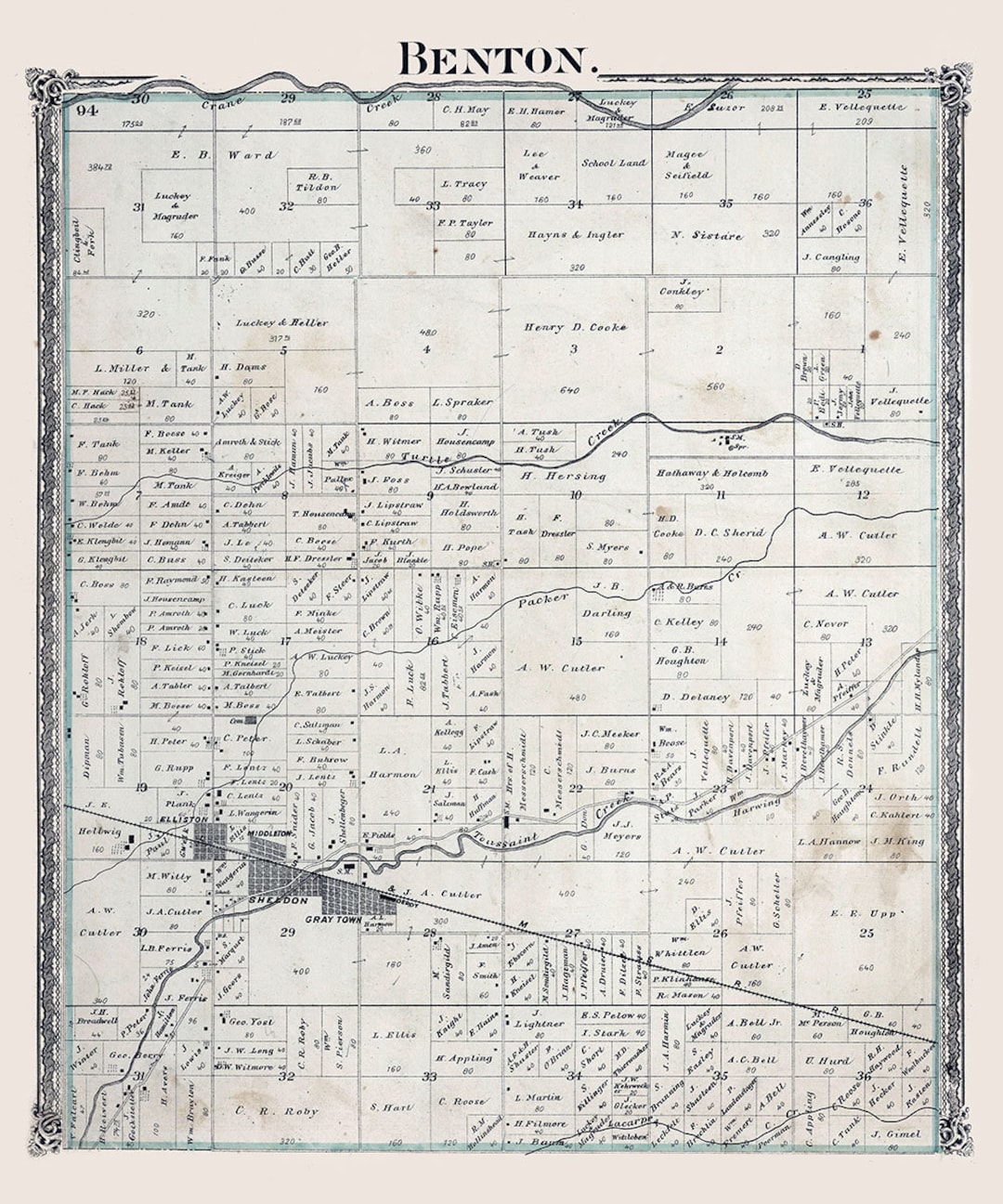1874 Map of Benton Township Ottawa County Ohio - Etsy