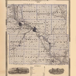 1875 Map of Black Hawk County Iowa - Etsy