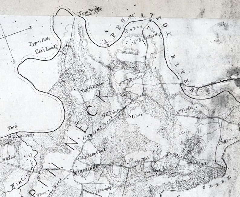 1860 Map of Amelia County Virginia Family Names Genealogy - Etsy