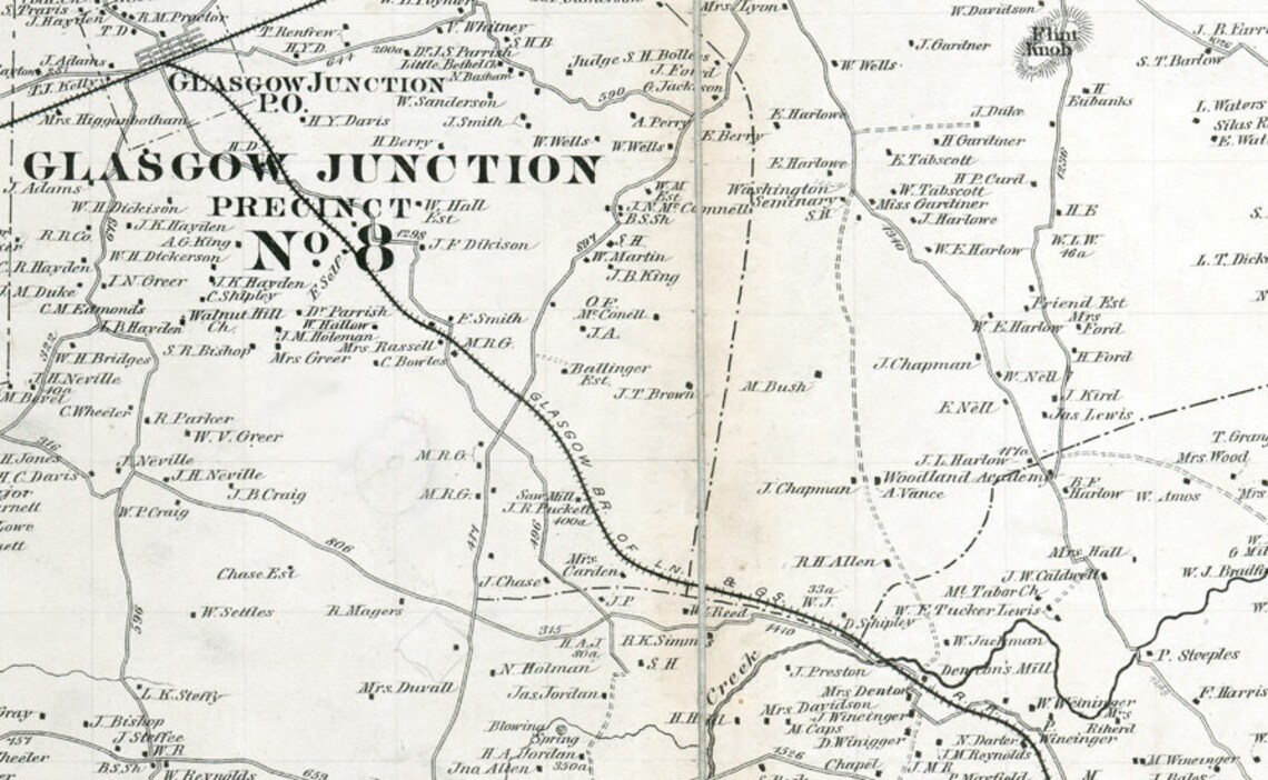 1879 Map of Barren County Kentucky Glasgow | Etsy