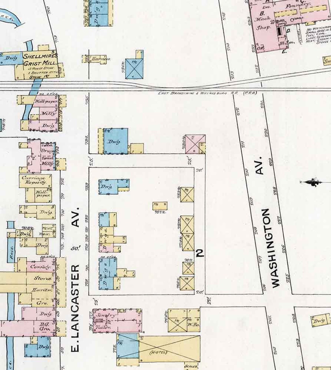 1886 Town Map of Downingtown Chester County Pennsylvania | Etsy
