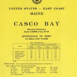1971 Nautical Chart of Casco Bay Maine - Etsy