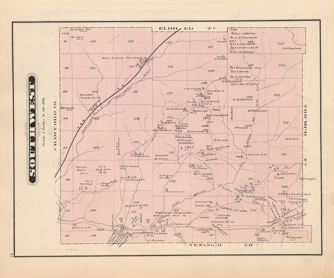 1878 Map of Southwest Township Warren County Pennsylvania - Etsy