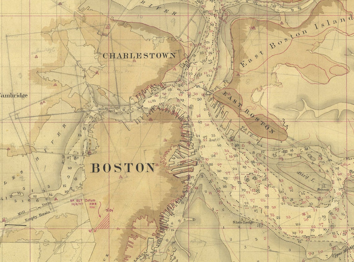 1860 Map of Boston Harbor Massachusetts | Etsy