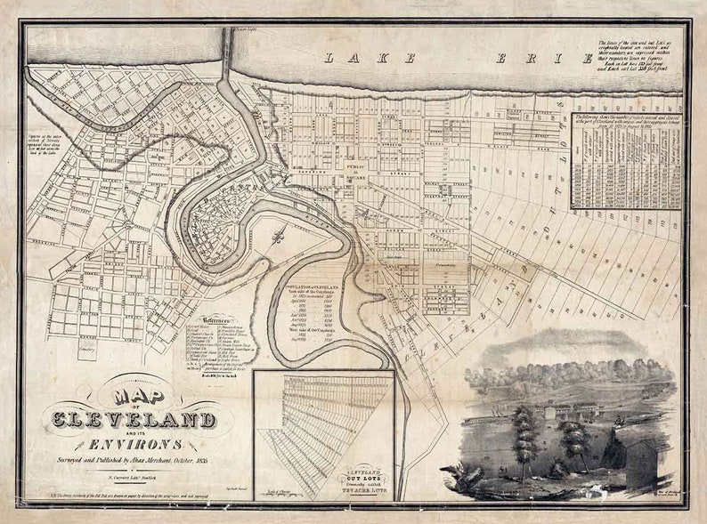 1835 Map of Cleveland Ohio and Environs - Etsy