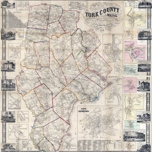 1856 Map of York County Maine Genealogy - Etsy
