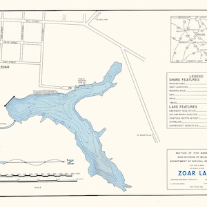 1961 Map of Zoar Lake Tuscarawas County Ohio - Etsy
