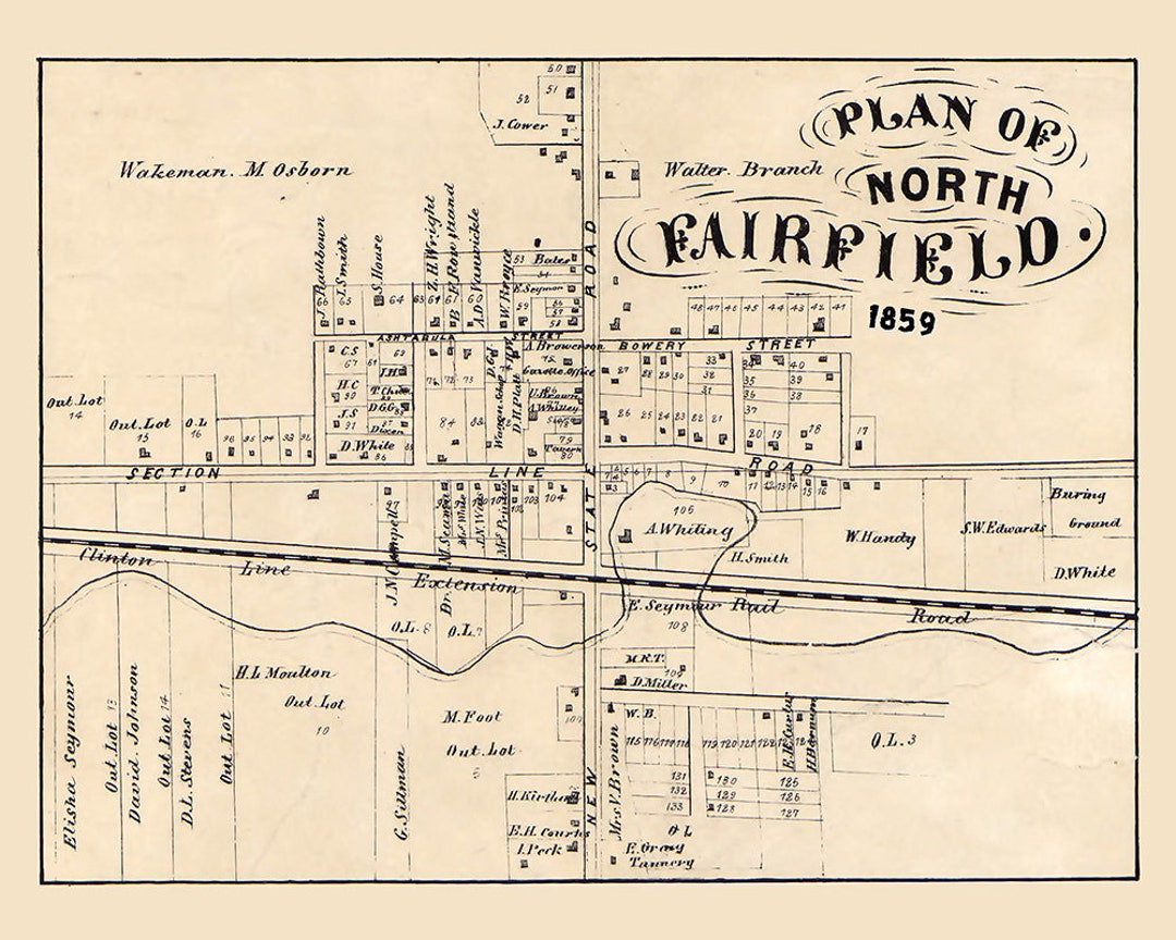 1859 Town Map of Fairfield Huron County Ohio - Etsy