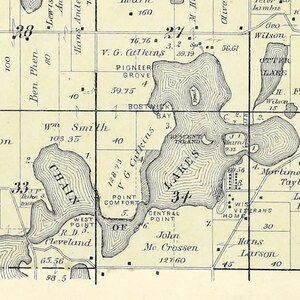 1889 Map of Farmington Township Waupaca County Wisconsin - Etsy