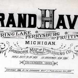 1883 Town Map of Grand Haven Ottawa County Michigan - Etsy