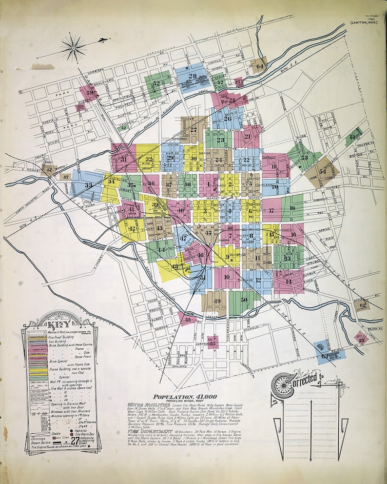 1897 Town Map of Canton Stark County Ohio - Etsy