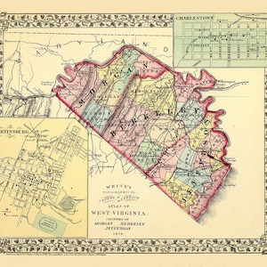 1873 Map of Morgan Berkeley and Jefferson County West Virginia - Etsy