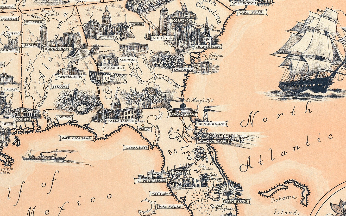 1935 Pictorial Map of the United States - Etsy