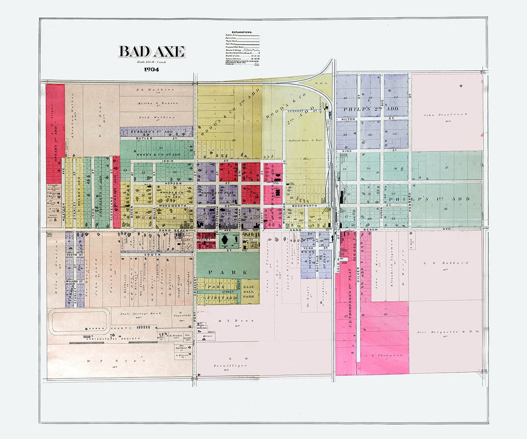 1904 Map of Bad Axe Huron County Michigan - Etsy