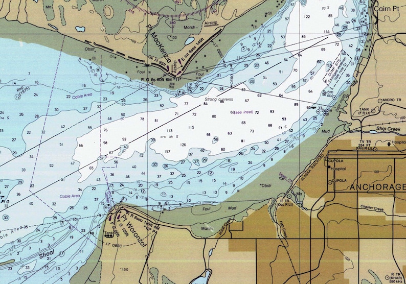 1986 Nautical Map of Cook Inlet Anchorage Alaska | Etsy