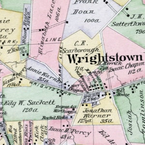 1891 Map of Wrightstown and Northhampton Township Bucks County ...