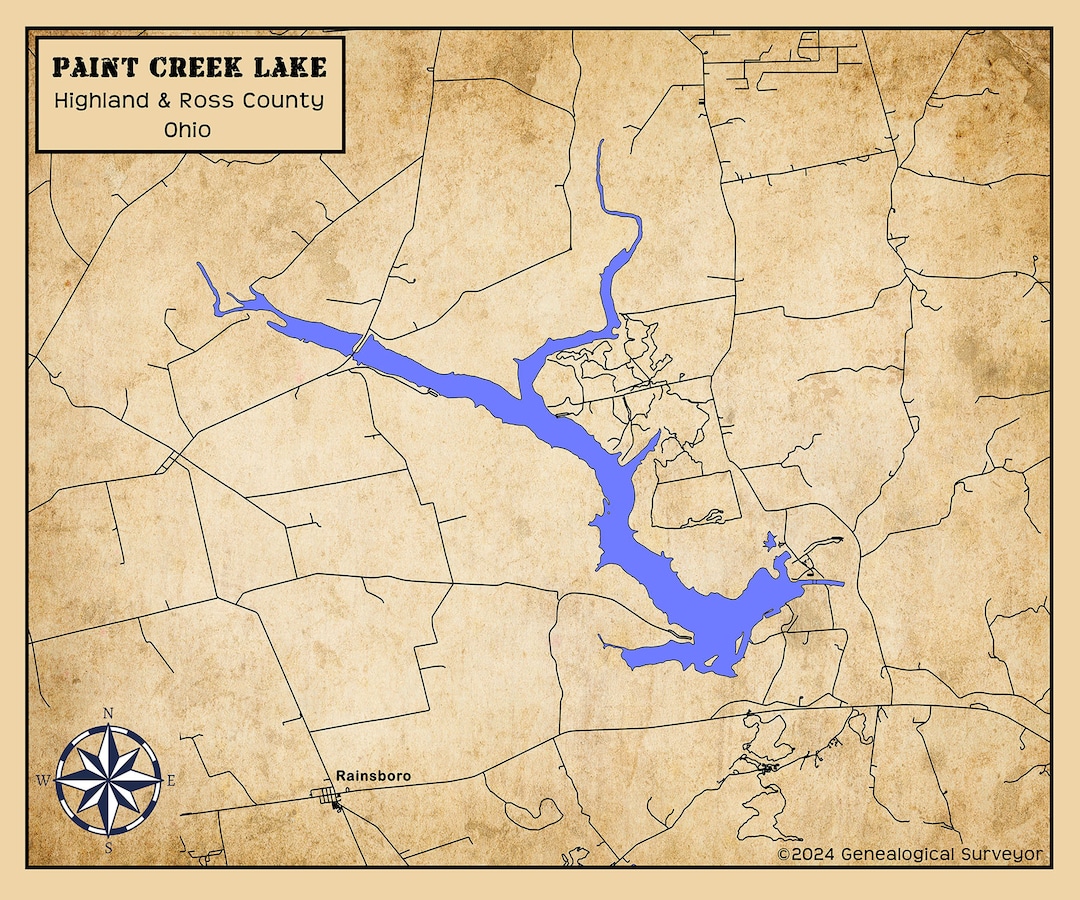 2024 Map of Paint Creek Lake Ohio Highland and Ross County - Etsy