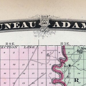 1878 Map of Juneau and Adams County Wisconsin - Etsy