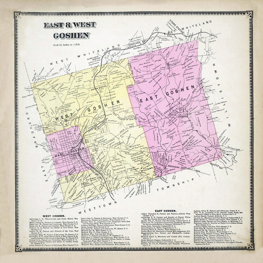1873 Map of East and West Goshen Township Chester County Pa - Etsy