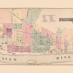 1876 Town Map of Bridgewater Beaver County Pennsylvania - Etsy