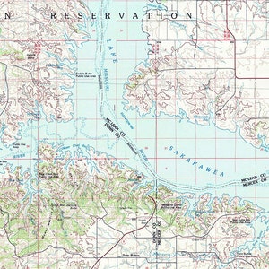 1980 Map of Lake Sakakawea North Dakota Minot Williston - Etsy