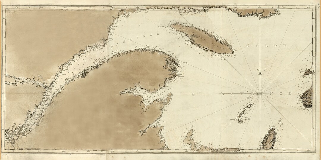 1800 Nautical Chart of St Lawrence River Gaspesie Quebec Canada - Etsy