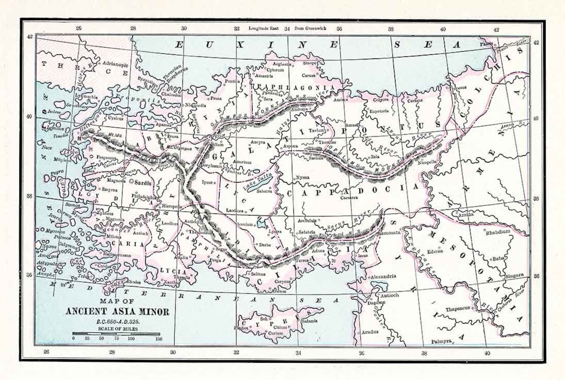 1900 Map of Ancient Asia Minor - Etsy