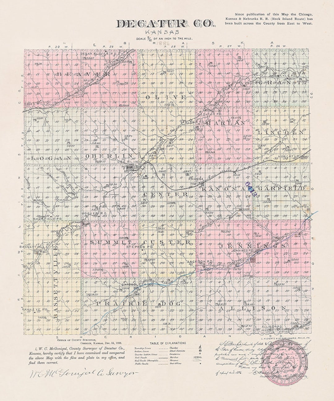 1886 Map of Decatur County Kansas - Etsy