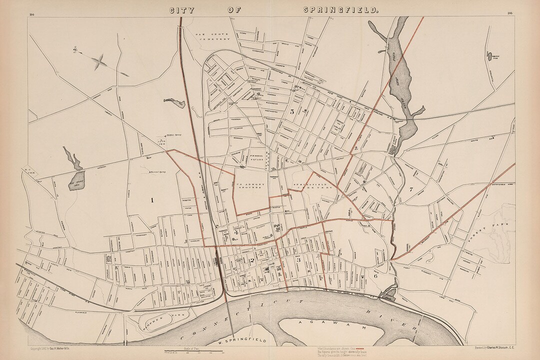 1891 Map Of Springfield Massachusetts Etsy