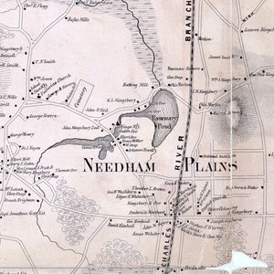 1856 Town Map of Needham Norfolk County Massachusetts - Etsy