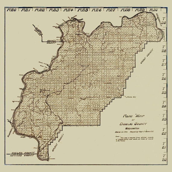 1916 Map of Douglas County Washington | Etsy