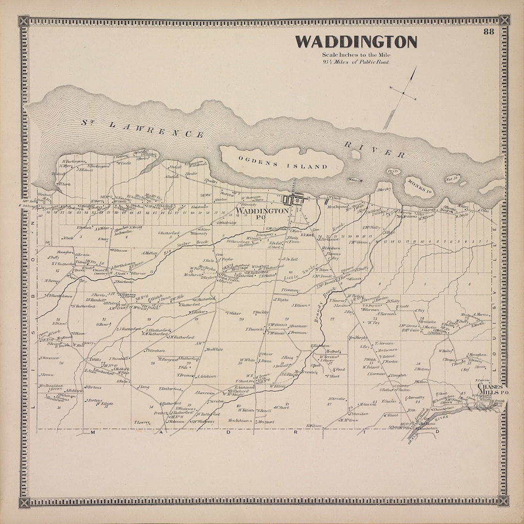 1865 Map of Waddington Township Saint Lawrence County New York - Etsy