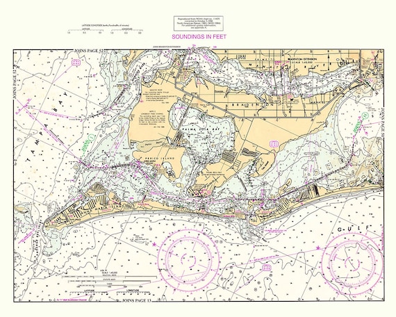 1996 Nautical Chart of Tampa Bay Florida Bradenton Anna Maria - Etsy