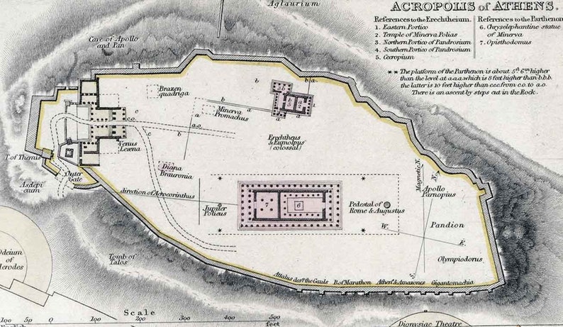 1832 Map of Athens Greece Acropolis | Etsy