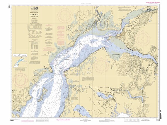 2012 Nautical Map of Cook Inlet Anchorage Alaska | Etsy