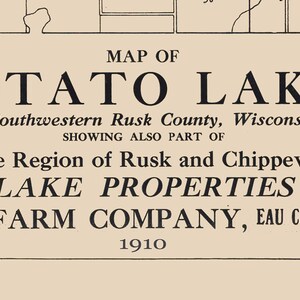 1910 Map of Potato Lake Rusk County Wisconsin - Etsy
